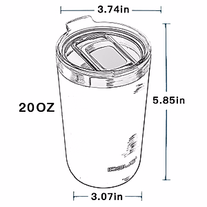 Ideus 20 oz Tumbler, Travel Coffee Mug with Splash Proof Sliding Lid, Double Wall Stainless Steel Vacuum Insulated Coffee Mug for Home and Office, Keep Beverages Hot or Cold, Black