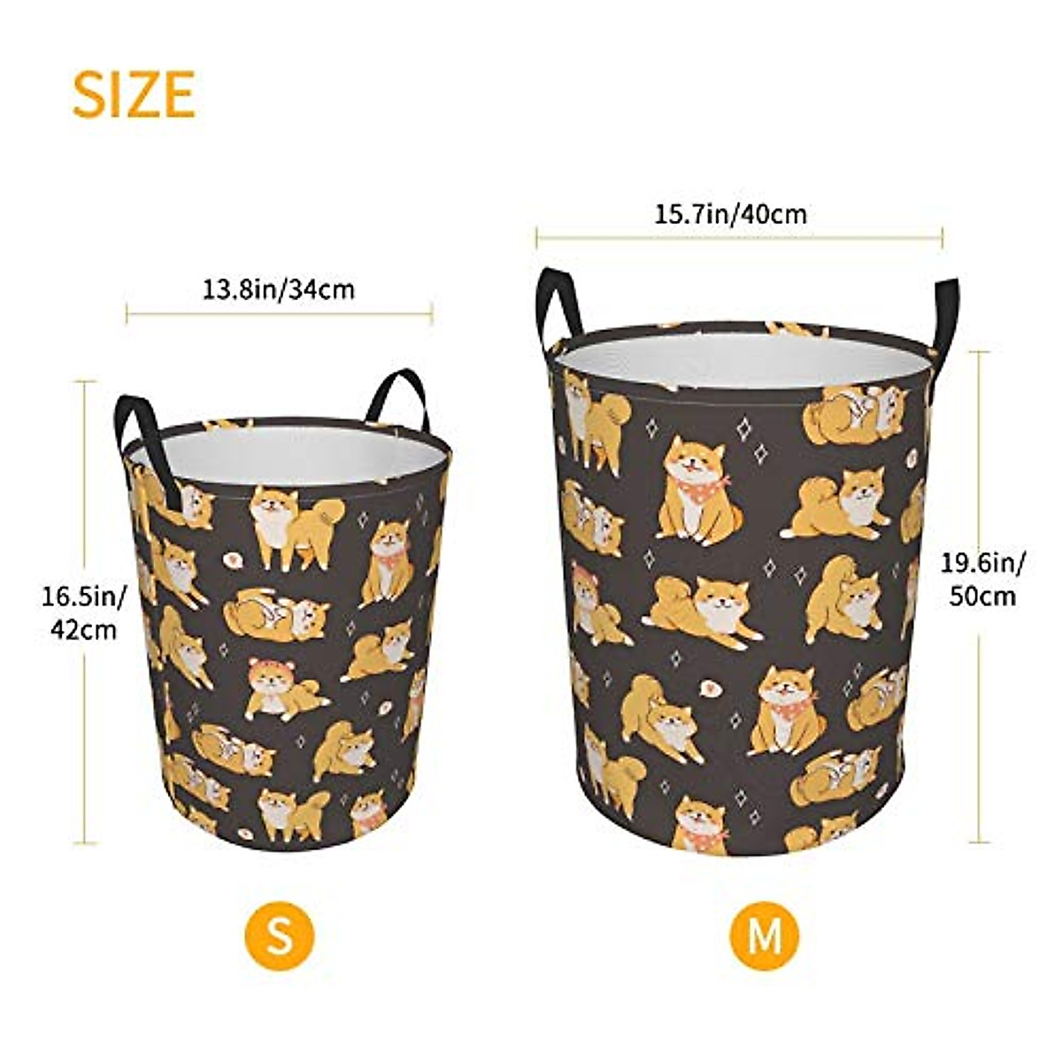FeHuew Cute Dogs Shiba Inu Collapsible Laundry Basket with Handle Waterproof Fabric Hamper Laundry Storage Baskets Organizer Large Bins for Dirty Clothes,toys,Bathroom