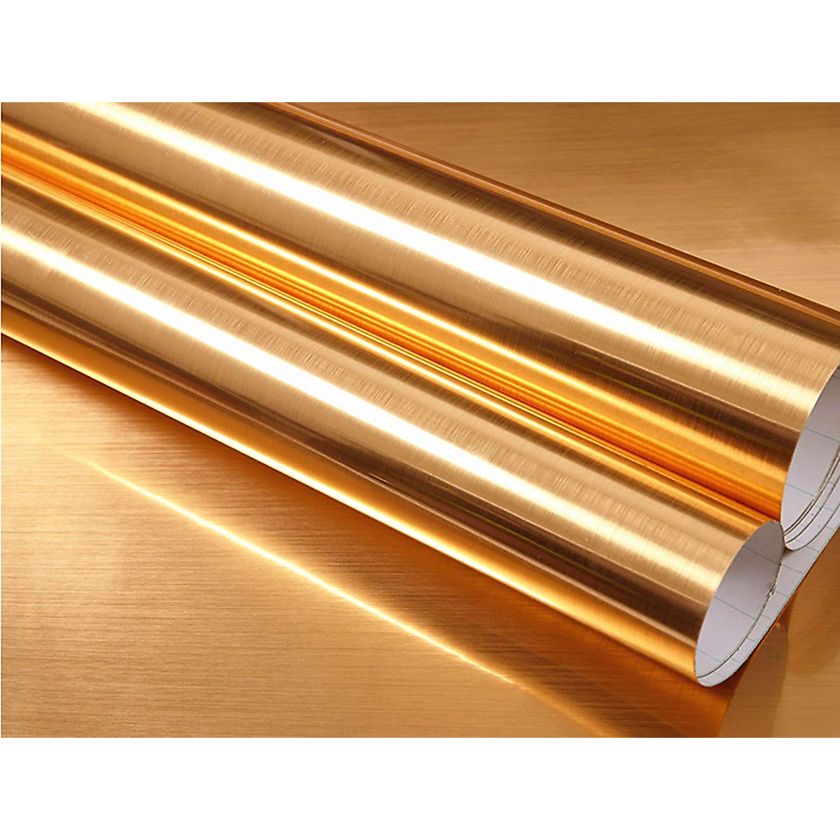 Emoyi Brushed Metal Look Wallpaper Film Vinyl Self Adhesive Waterproof Wall Decal Sticker for Covering Counter Top 15.6''x79'' (Golden)