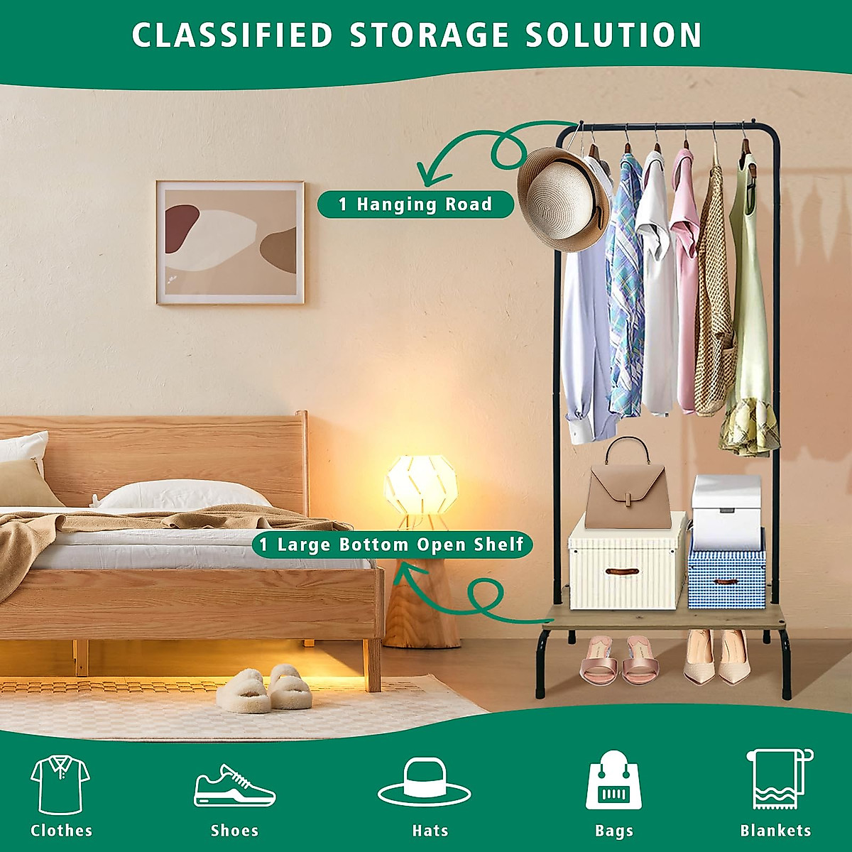 7RiversART Heavy Duty Clothing Racks for Hanging Clothes Rack, 59.06" High Garment Rack Metal Clothing Hanger Rack Wardrobe Rack for Coats, Shirts, Dress, (Black)