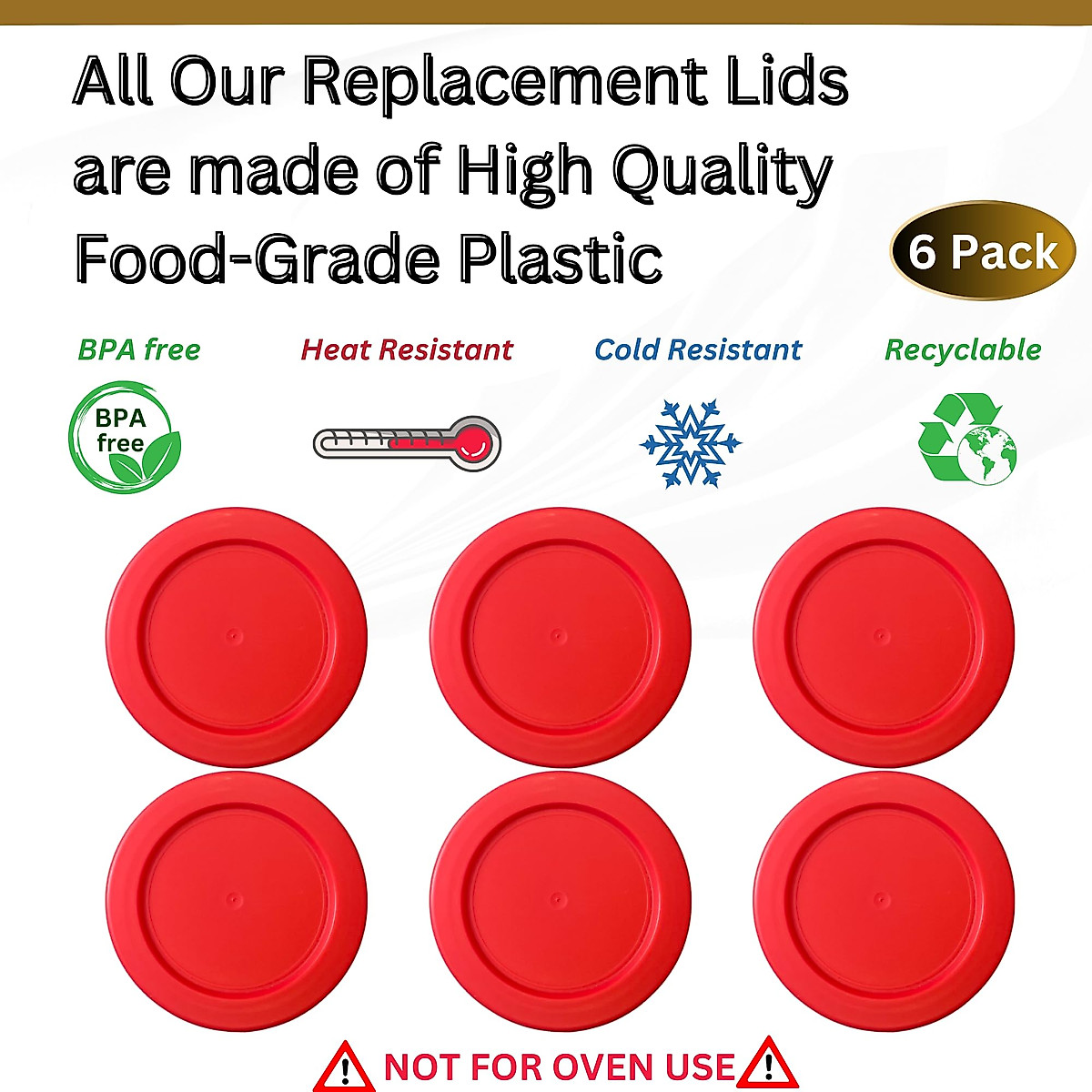 Klareware 1 Cup Red Round Plastic Food Storage Replacement Lids Covers for Klareware Anchor Hocking and Pyrex Glass Bowls 4 Pack Container not Included 6 Pack