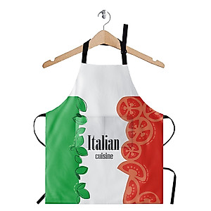 TONYSTAR Italian Cuisine Flag Aprons for Women with Pockets | 28 X 33 Inches | Cooking, Baking, Kitchen, Chef, Men's Apron | Christmas Gift | Waterproof and Adjustable Strap at Neck & Waist Ties