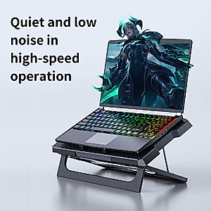 LIENS Laptop Cooling Pad, Laptop Cooler with 6 Quiet Led Fans for 12-17 Inch Laptop Cooling Fan Stand, Portable Ultra Slim USB Powered Gaming Laptop Cooling Pad, Black/Blue