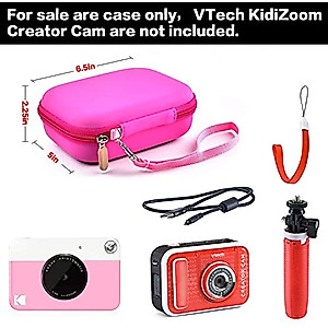 Kids Camera Case for VTech KidiZoom Creator Cam HD Video Camera/ for KODAK Printomatic Digital Instant Print Cameras Toys, Carrying Storage Organizer Bag Also Holds Tripod Accessories(Box Only)-Pink