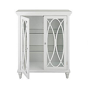 Elegant Home Fashions 32" H Florence Double Door Floor Cabinet with 2 Adjustable Tempered Glass Shelves