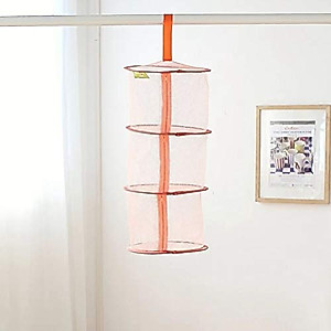 Zerodeko Laundry Drying Rack Collapsible Folding Mesh Hanging Basket Dryer Net 3 Layer Drying Rack Windproof Collapsible Underwear Bra Drying Rack Plant Dryer Net Hanging Baskets