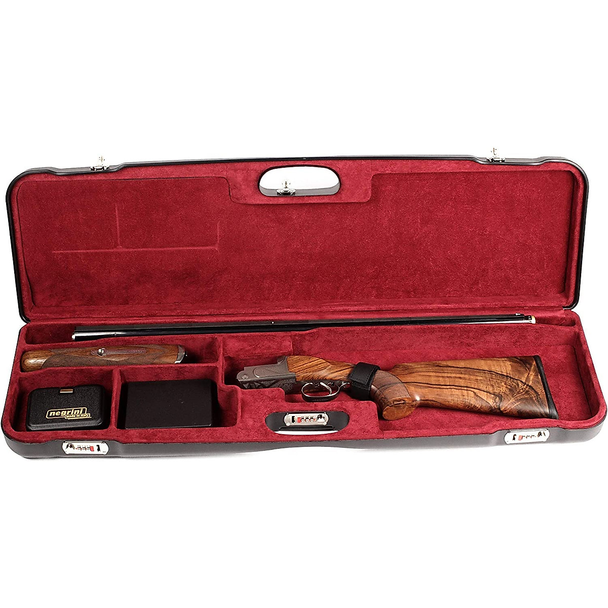 Negrini Cases 1657LR/5163 Luxury Shotgun Case for High Rib/1 Gun/1 Barrel up to 36-Inch/ABS/Barrel Vertical with Forend Off, Blue/Blue