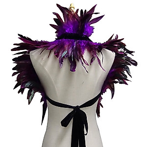 ZAKIA Gothic Natural Feather Cape Shawl Shrug Shoulder Wrap Collar Halloween Party Scarf