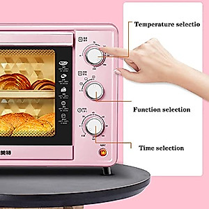 30L Elecric Oven,with Temperature Setting 70-230℃ 120 Minutes Timing 1500W 3 Baking Functions Convection Countertop Toaster Oven (Pink) (Pink) Aesthetic and Practical