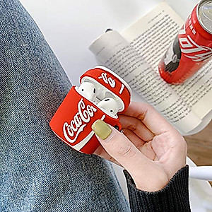 Ultra Thick Soft Silicone Case Cover for Apple AirPods 1 2 1st 2nd Generation with Keychain Coke Drink Can Shaped 3D Cartoon Cute Fun Funny Cool Unique Creative Women Teens Girls Boys Men