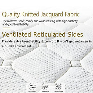 DreamQi Queen Hybrid Memory Foam Innerspring Mattress for Cool Sleep More Pressure Relief & Stronger Edge Support,12 Inch Innerspring Comfortable Mattress,Bed in a Box (Queen, 12inch)