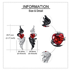 Angel Devil Earrings Sterling Silver Demon Angel Wings Black and White Drop Earrings Birthday Valentine's Day Jewelry Gifts for Women