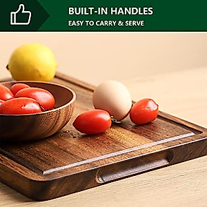 Vandroop Acacia Wood Cutting Board for Kitchen,Reversible with Juice Groove, Butcher Block Cheese Charcuterie Board (Acacia, 11 x16" Rectangular)