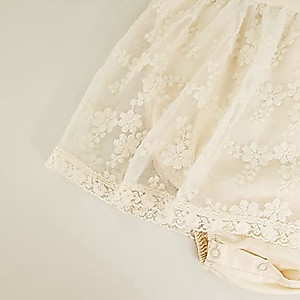 HOOLCHEAN Baby Infant Girls' Lace Beige Bodysuits Dress with Headband, 0-6 Months