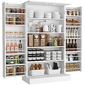 HOMEFORT 41" Kitchen Pantry Cabinet, Storage Cabinet with 6 Adjustable Shelves, Space Saving Cupboard Cabinet for Kitchen, Garage, Pantry, Office, Patio