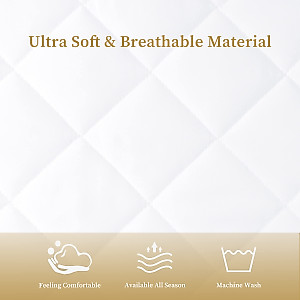 Quilted Fitted Twin XL Mattress Pad Cover, Waterproof Mattress Protector, Deep Pocket Elastic Fits Up to 18'', Breathable Soft Alternative Filling Mattress Pad