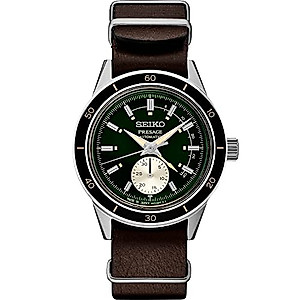 SEIKO Men's Green Dial Brown Leather Band Automatic Watch