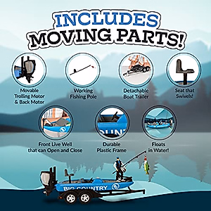 Big Country Toys - Fishing Toy Playset - Kids Fishing Set with Toy Boat - 10-Piece Fishing Set