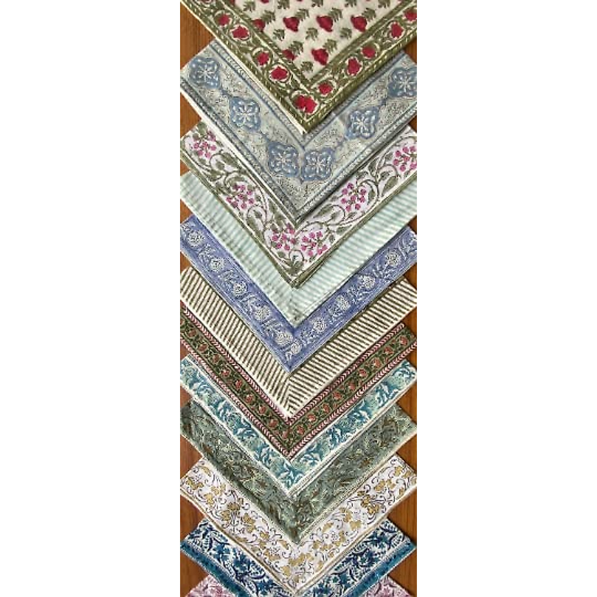 Napkins, Kitchen Towels, Table Decor, Table Linen, Cotton Cloth Border Napkins, Size 20"x 20", Hand Block Print Lunch, Dinner Napkins (Mix Border Napkin, Set of 8-20x20 Inch)