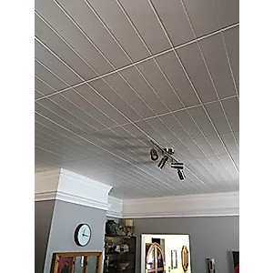 A La Maison Ceilings R104 Bead Board Foam Glue-up Ceiling Tile (256 sq. ft./Case), Pack of 96, Plain White