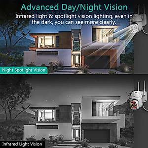 Security Camera Outdoor, 1080p Outside Surveillance Front Door IP Smart Cam with Night Vision, Motion Detection Sensor, Home CCTV for Phone App, Compatible with Alexa
