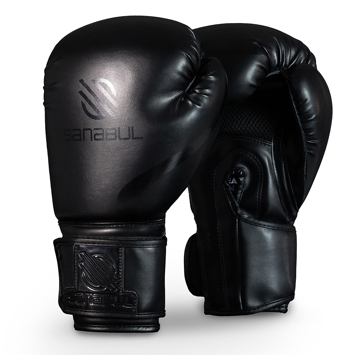 Sanabul Essential Gel Boxing Gloves for Men & Women, Kickboxing MMA, Muay Thai Gloves and Heavy Bag Training Punching & Sparring, AllBlack 10 oz