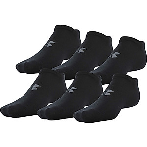 Under Armour Adult Essential Lite No Show Socks, 6-Pairs, Black, Large