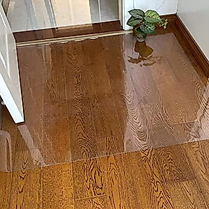 Clear PVC Desk Chair Mat Transparent Plastic Runner Rug, Office Chair Mat for Hard Wood Floors Clear Rectangle PVC Floor Mat Protector Thick 1mm,60/70/80/90/100cm wide,Non Slip Transparent Protector C