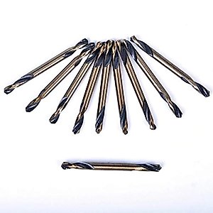 Bestol 10pcs/set Practical Steel M35 Cobalt Twist Drill Bit 1/8" 11/64" 13/64" Double Ended Cobalt M35 Drill Bit Set Wood Metal Drilling (3.2mm(1/8") Double Ended)