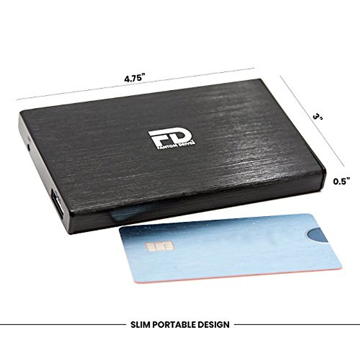 Fantom Drives FD Portable 5TB Hard Drive - USB 3.2 Gen 1-5Gbps - GForce Mini Aluminum- Compatible with Mac/Windows/PS4/Xbox (GF3BM5000U)