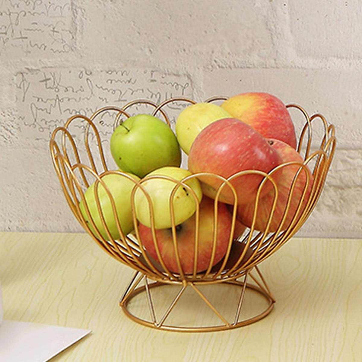 Leefasy Fruit Basket, Fruits Bowls, Serving Bowls Basket Holder for Dining Table, Aureate