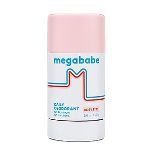Megababe Daily Deodorant - Rosy Pits | 72 hour Odor Protection | Aluminum-Free, Clear & Clean | 2.6 oz
