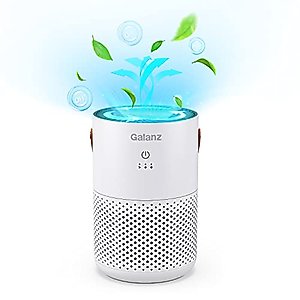 Galanz Personal Air Purifiers for Bedroom, H13 True HEPA Air Filter with Fragrance Sponge, 3-Stage Filtration for 99.99% Smoke, Dust, Odors, Mold, Desktop Air Cleaner for Pets, Leather Handle, White