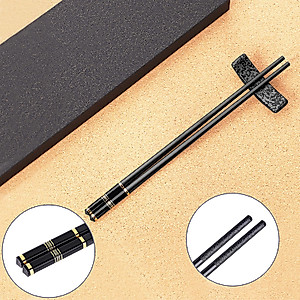 Chopsticks Reusable Fiberglass Alloy Chopsticks with Holder and Carrying Bag, 1 Pairs Gift Set (Style 1)