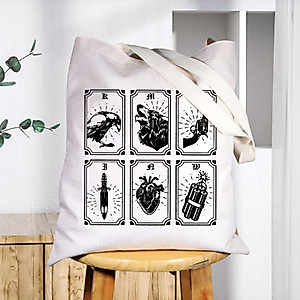 BWWKTOP Bookworm Crow Tote Bag Book Lovers Gift Crows Shoulder Bag Reusable Bag For Bookish Book Nerds (SixCrow TG)
