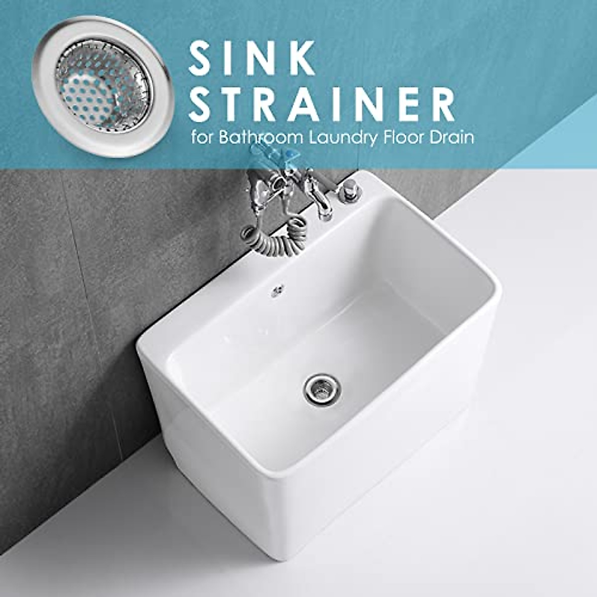 Fengbao 2PCS Mini Bathroom Drain Strainer - Stainless Steel, Small Wide Rim 2.17" Diameter