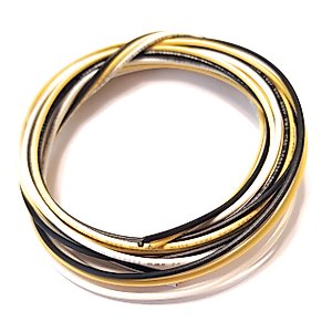 Axegrinderz 22 Ga Handy Pack of PVC Coated Guitar Wire 22 Gauge Black - White - Yellow (15 Feet)