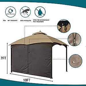 Gazebo Universal Replacement Privacy Curtain - Wonwon Privacy Panel Canopy Side Wall with Zipper for 10' x 10' Outdoor Gazebo (Brown)