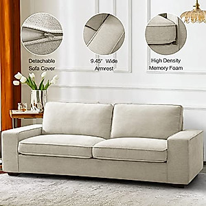 MAEVIS 88.58'' Modern Loveseat Sofas for Living Room, Couch with Wide Arm,Fabric Sofa Couches with Solid Wood Frame for Small Space,Removable Sofa Cushion,Easy to Install,Beige