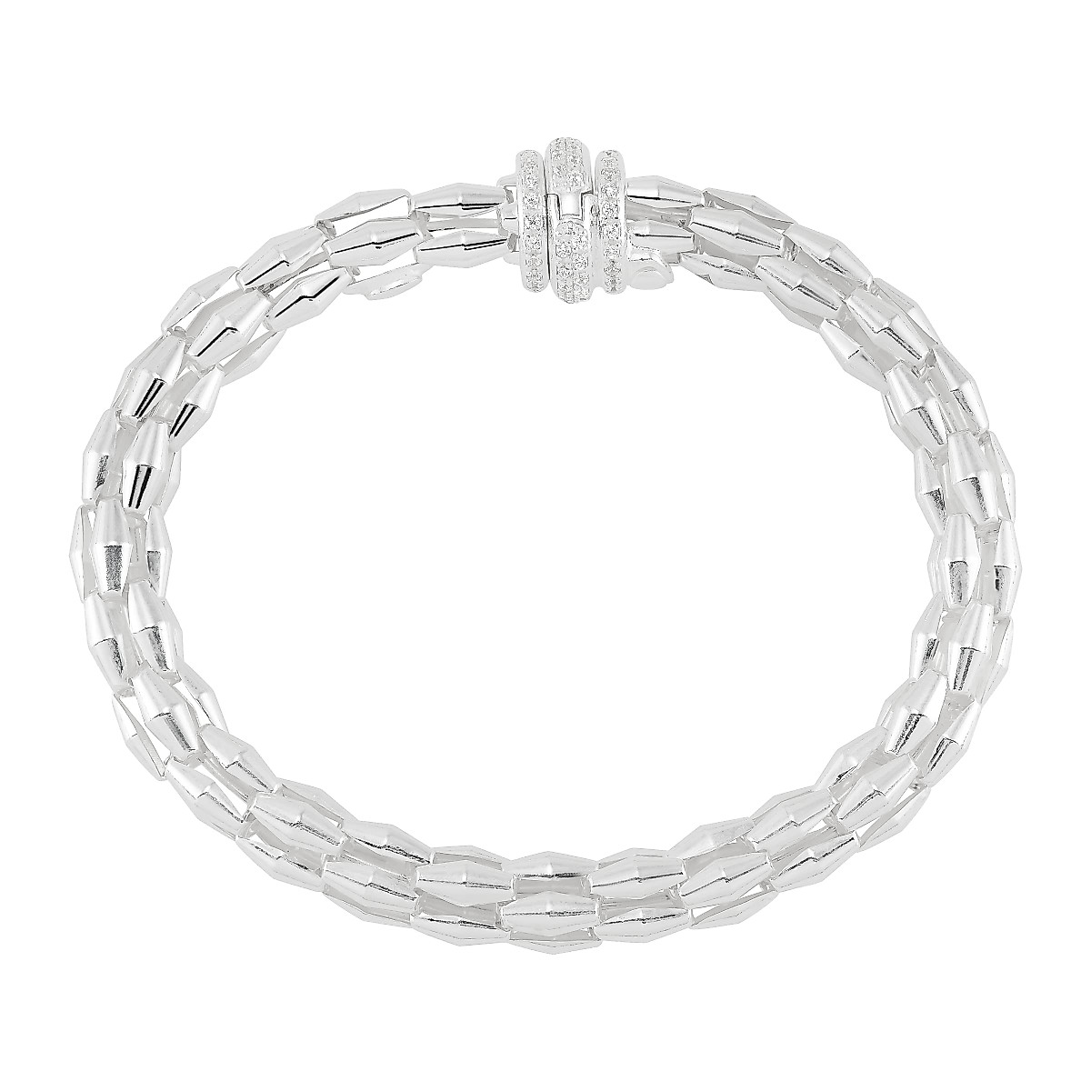 Silpada 'Impressive' Sterling Silver with Stainless Steel Cubic Zirconia Bangle Bracelet, 6.75"