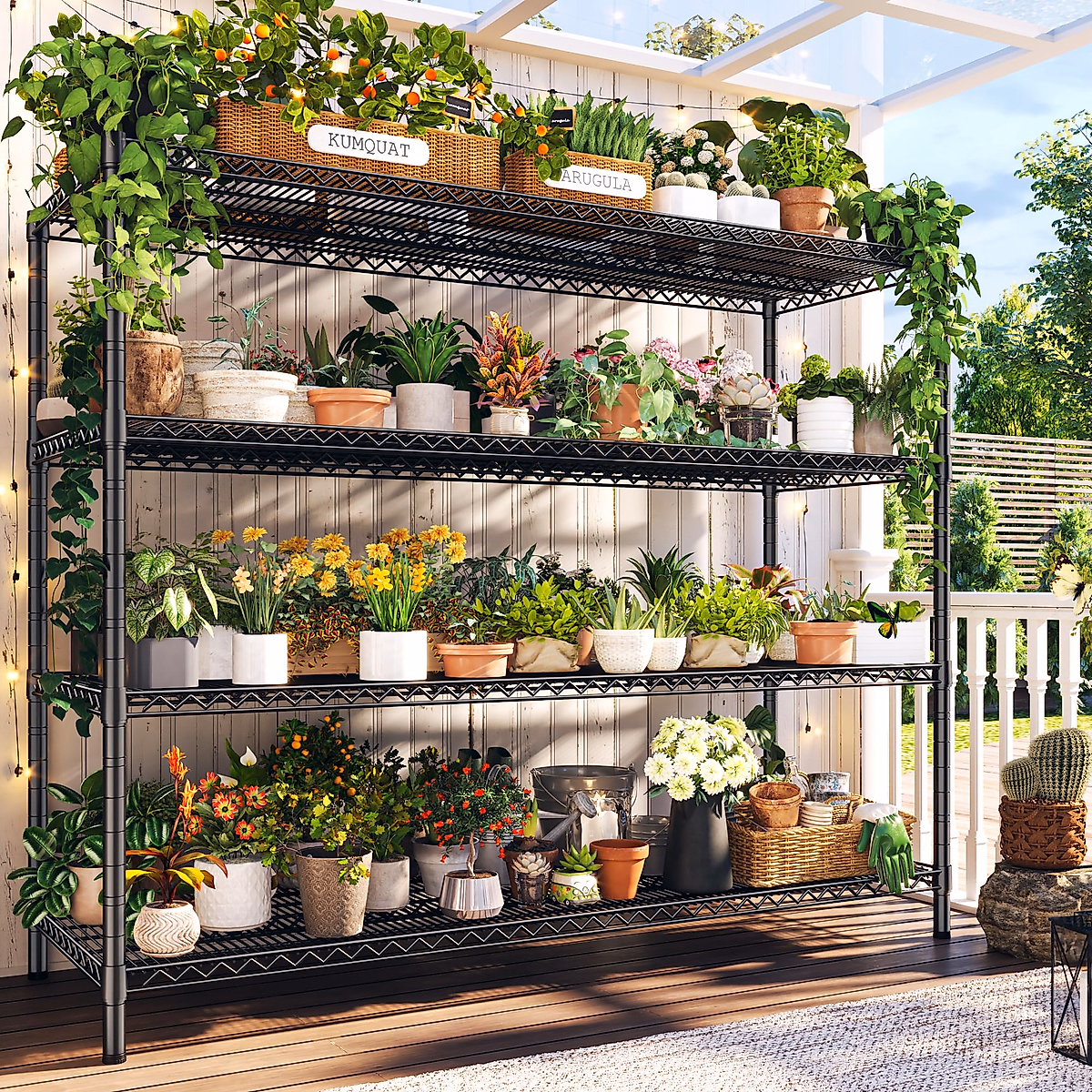 REIBII 60" W Storage Shelves 3000 LBS Wire Shelving Unit with Wheels Heavy Duty Shelving Adjustable Metal Shelves for Garage,Pantry,Kitchen,Business,Warehouse,60”W ×24”D×65.3”H