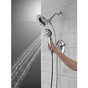 Delta Faucet 4-Spray In2ition Dual Shower Head with Handheld Spray, Chrome Shower Head with Hose, Showerheads & Handheld Showers, Handheld Shower Heads, Detachable Shower Head, Chrome 58499