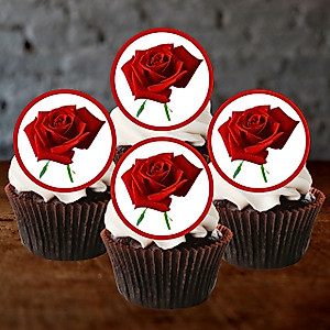 48 Rose Cake Decorations, Roses Wafer Card Cupcake Decorations Rose Flower Edible Cake Decorations, Rose Edible Cupcake Toppers