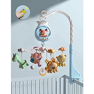Musical Baby Crib Mobile, Nursery Baby Mobile for Crib with Music Motor Spinner, Cartoon Baby Crib Toys for Boys & Girls, Crib Mount Mobiles with 18 lullabies, Hanging Rotating Rattles (Cars)