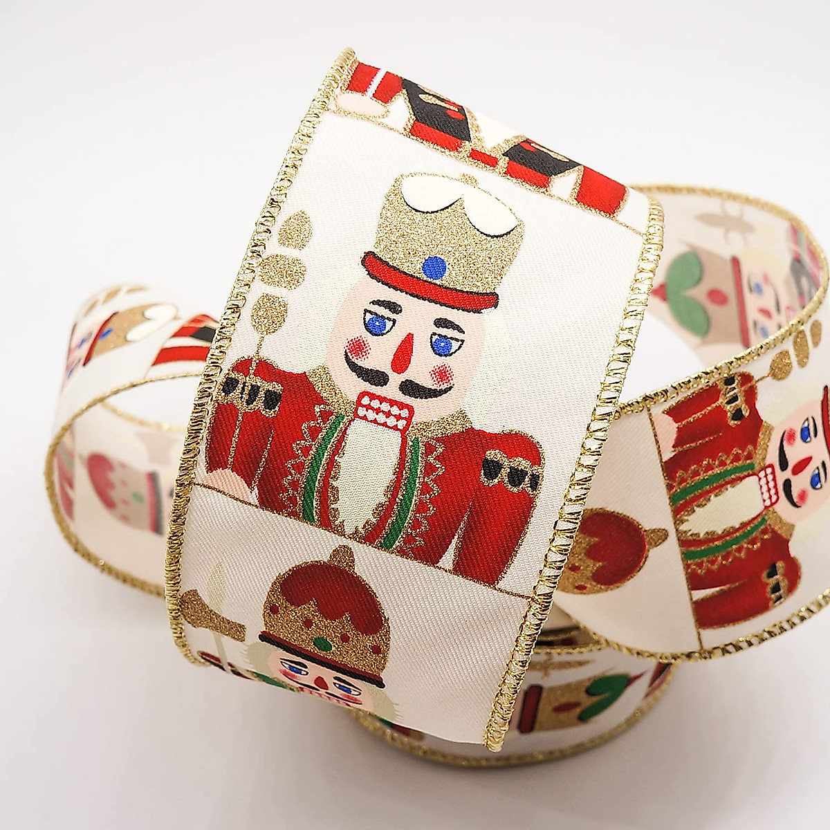 CT CRAFT LLC Ivory Satin Toy Soldier with Wired Ribbon 2.5 Inch x 10 Yards for Christmas Home Decor Tree Topper Bow Gift Wrapping DIY Crafts Wreath Garland