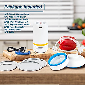Ricoreich Electric Mason Jar Vacuum Sealer for Foodsaver, Vacuum Sealing Kit for Wide and Regular Mouth Mason Jars with 2 Hose, Electric Vacuum Pump and Lid Opener Compatible with Vacuum Canning