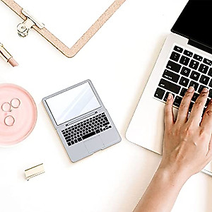 Jetec Mini Laptop Mirror for Cat Toy Laptop Cute Pocket Mirror Cat Laptop 3.7 x 2.5 Inch Folding Toy Cat Computer for Dollhouse Pet Makeup Decoration Fake Laptop(Silver)