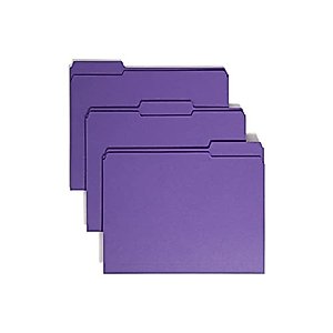 Smead File Folder, Reinforced 1/3-Cut Tab, Letter Size, Purple, 100 per Box (13034)