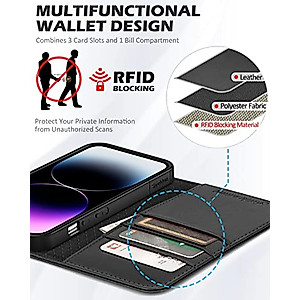 SHIELDON Case for iPhone 14 Pro Max 5G 6.7", Genuine Leather iPhone 14 Pro Max Wallet Case Flip Cover RFID Blocking Card Slots Magnetic Closure Case Compatible with iPhone 14 Pro Max 2022 - Black