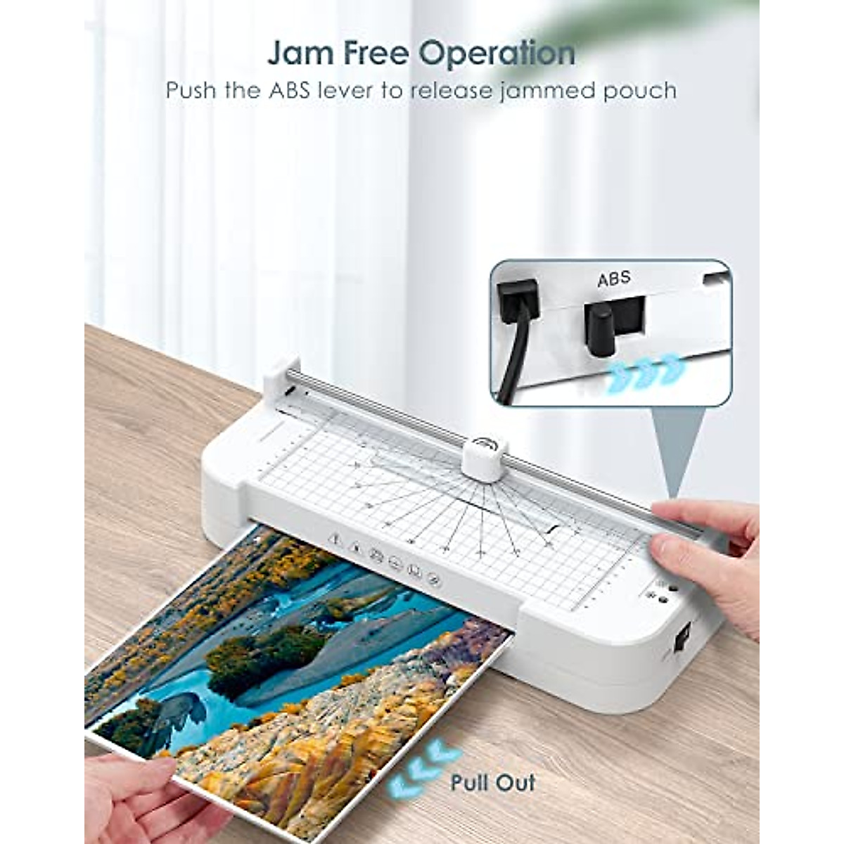 Laminator 7 in 1 Thermal Laminator 9-Inch Laminator Machine Laminating Machine with Laminating Pouches 20 Personal Laminator Desktop Lamination Corner Rounder for Office School Business (White)